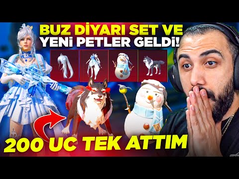 YENİ BUZ DİYARI SETİ, KIZIL KURT VE KARDAN ADAM PETLER GELDİ!! 200 UC'YE TEK ATTIK | PUBG MOBILE