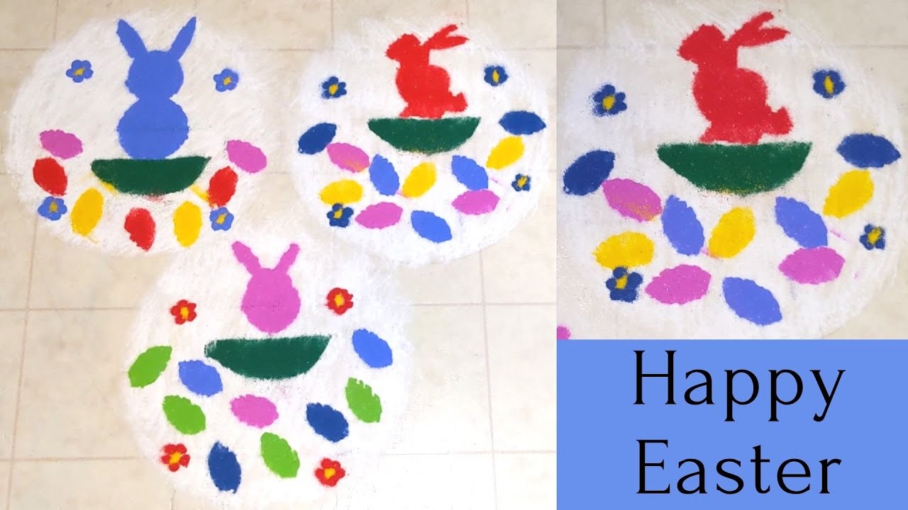 Easter Rangoli | DIY Bunny Designs and Rangoli | Beautiful Easter Decor ...