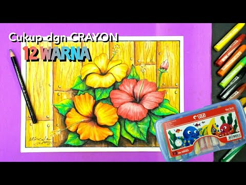 Cara Mudah Menggambar Bunga dengan Crayon dan Cara Gradasi Warna - YouTube