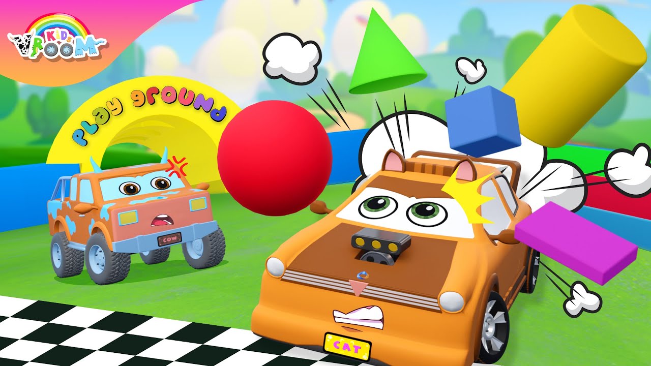 Playtime with animal cars: Learn about colors & shapes in playground ...