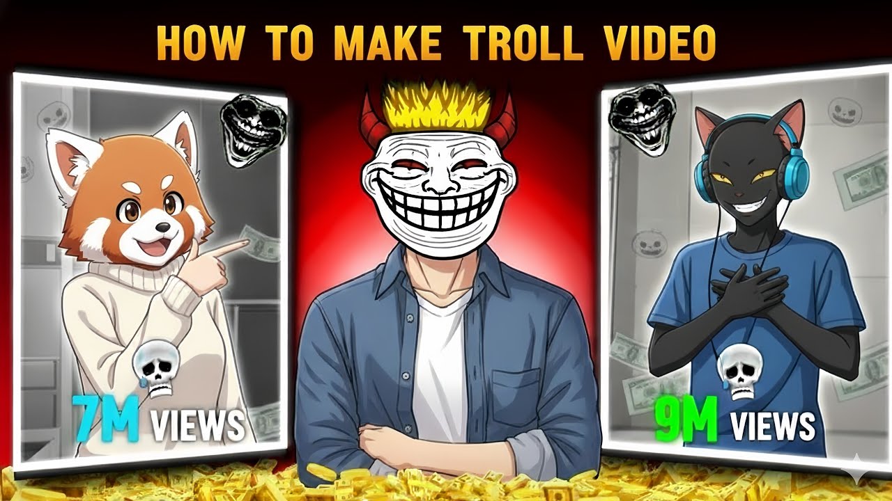 How to make troll skull video || troll video kaise banaye || Funny ...