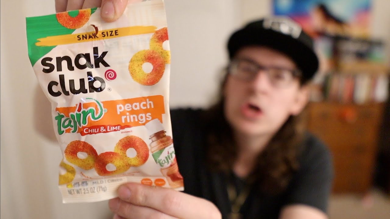 Tajin Peach rings | candy review - YouTube