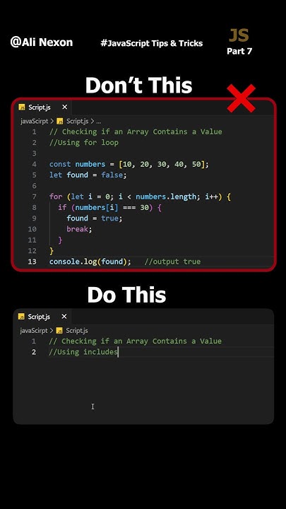 Check if an Array contains a Value in JavaScript (long vs Short Way) Part_7 - YouTube