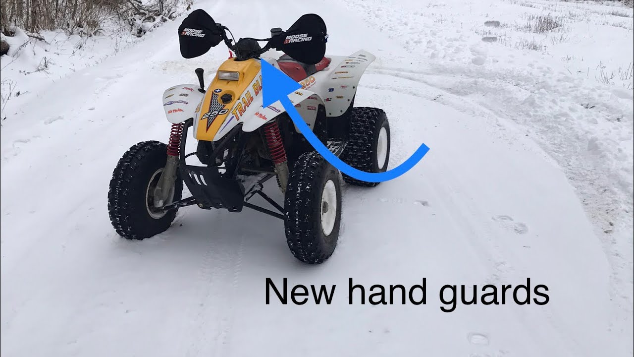 Installing Moose Hand Guards To The 4 Wheeler. - YouTube