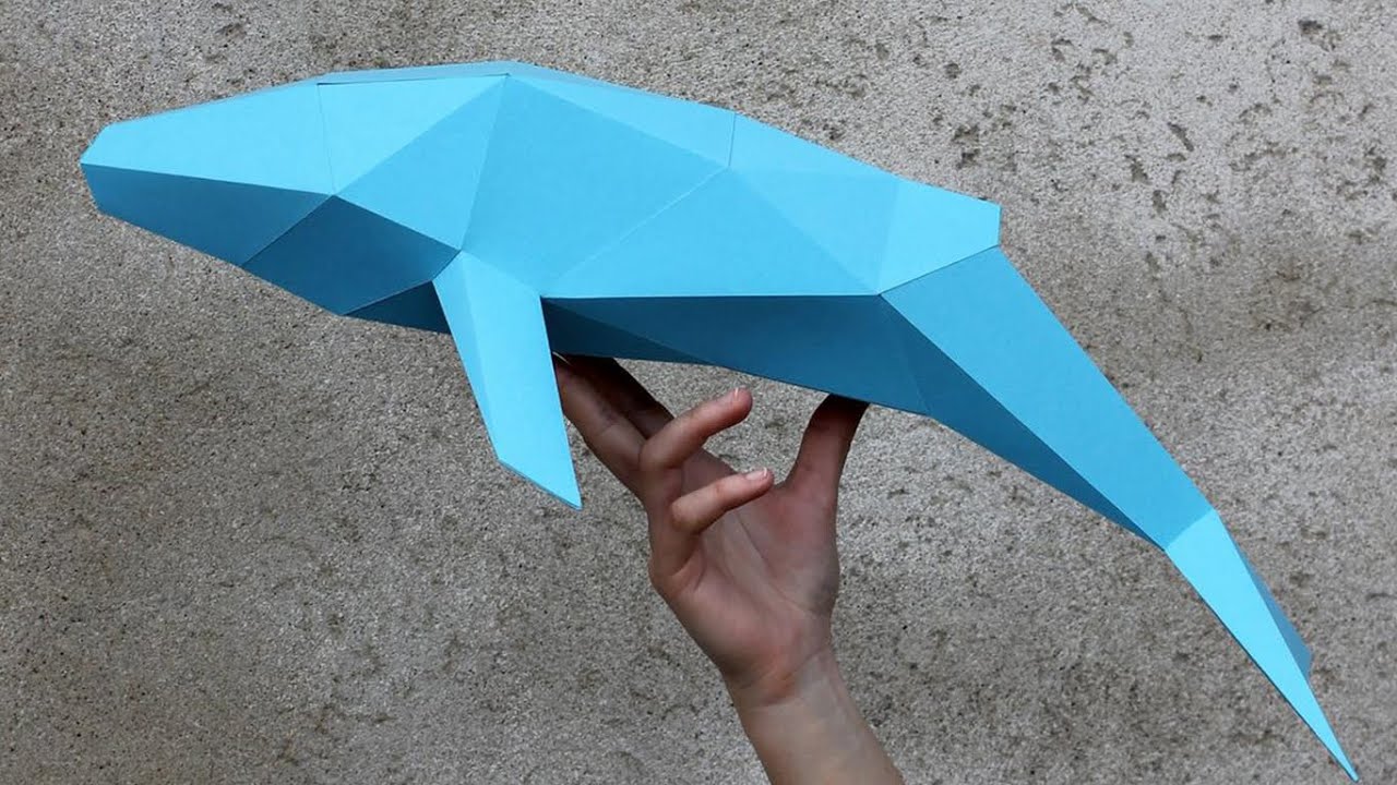 Papercraft whale - printable DIY template - YouTube