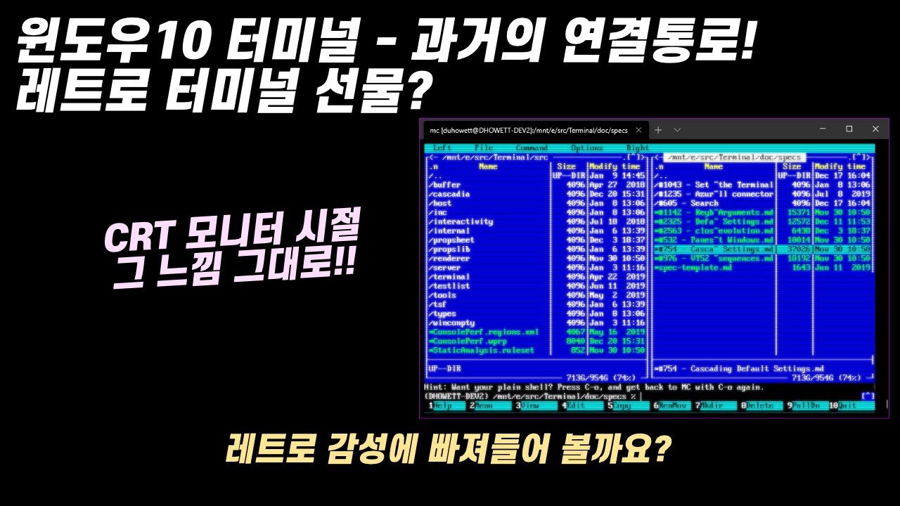 윈도우 10 터미널 프로그램이 레트로 감성을 제공할 것이라고 합니다!!(Windows 10 Terminal Retro-style ...