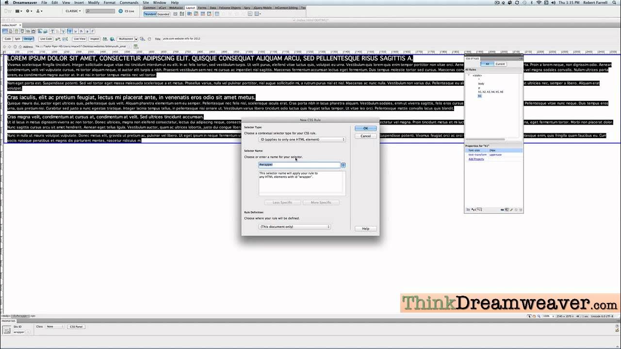 Build Adobe CS5.5 HTML CSS Dreamweaver Tutorial with div tags html5 instructional video tutorial ...