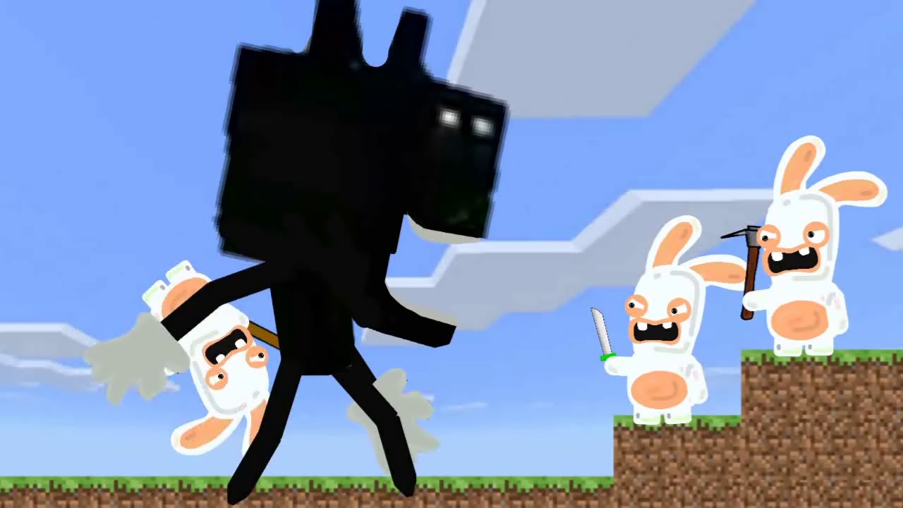 Cartoon cat Minecraft Vs 3 Rabbids - YouTube