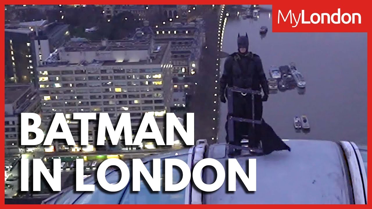 The Batman spotted perched on top of London Eye - YouTube