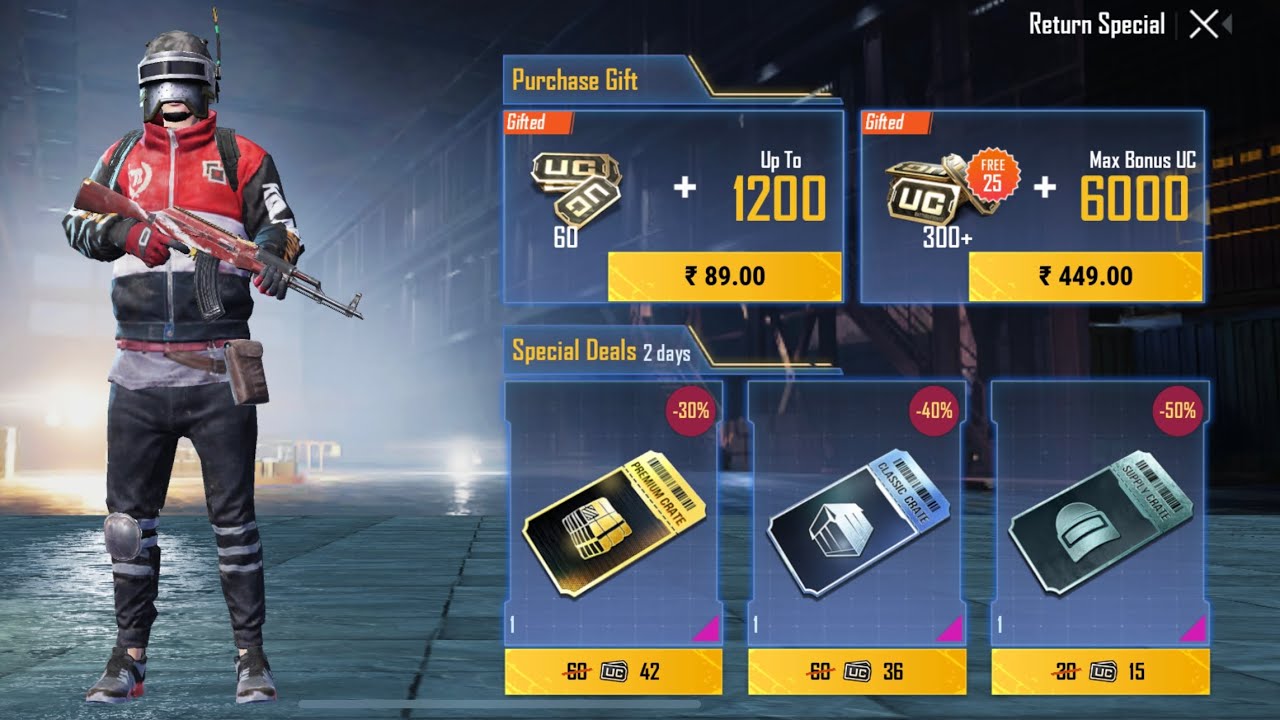 UC rate comparing IOS & ANDROID, Return special uc offer 60 uc & 300uc ...