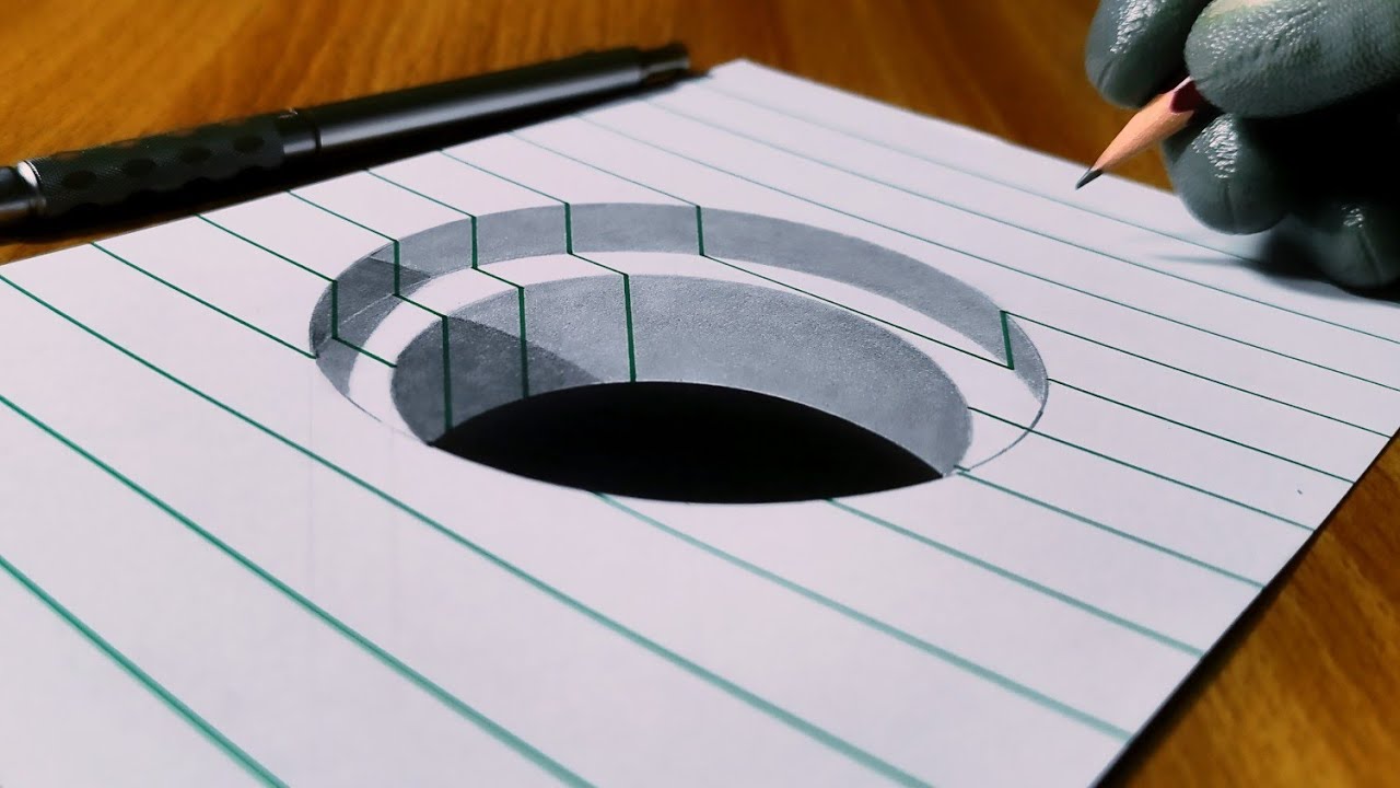 how To Draw Hole in Paper illusion - YouTube