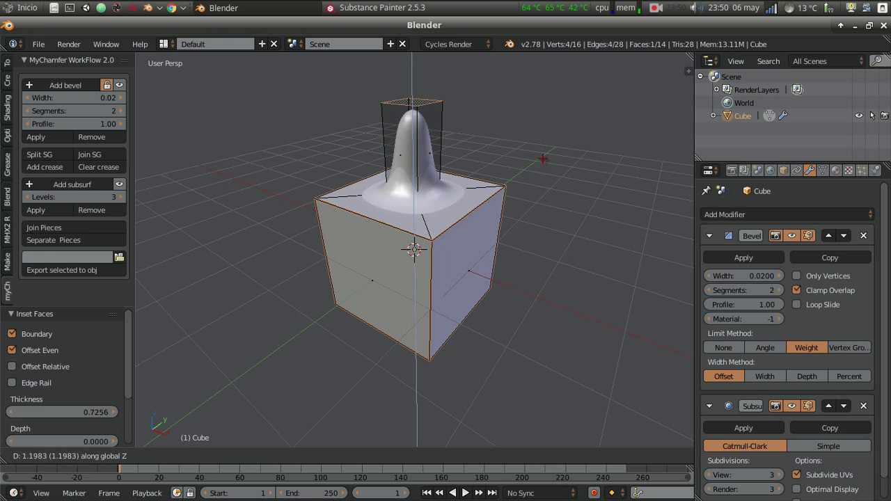 Non destructive chamfer or bevel with Mychamfer 2.0 Addon for Blender 2 ...