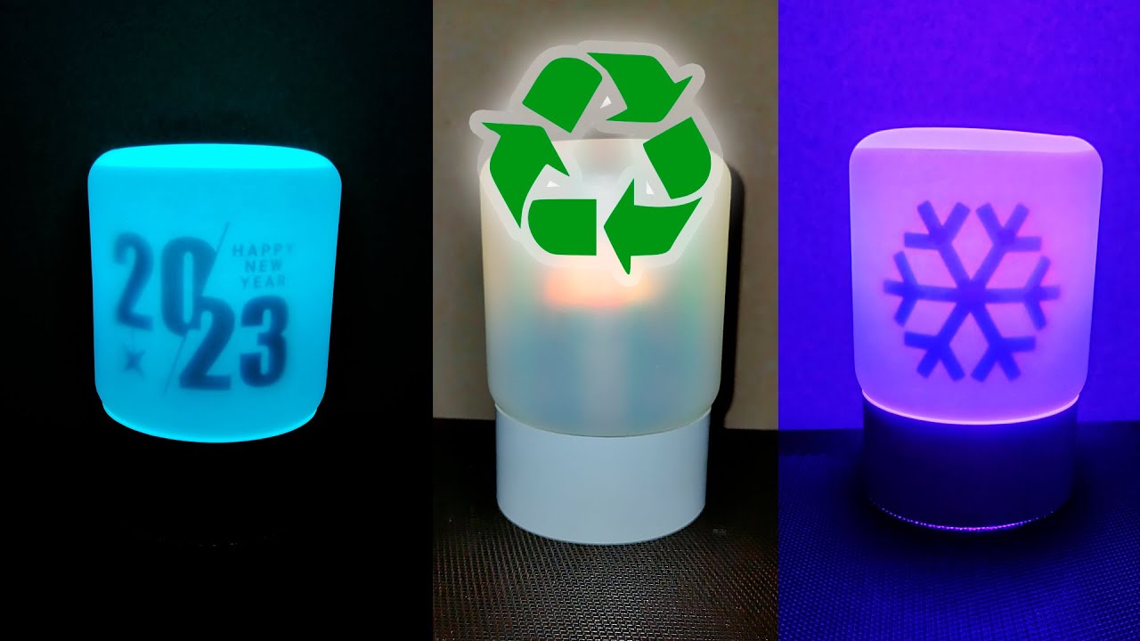 How to make LED night light out of plastic can / Christmas lamp ...