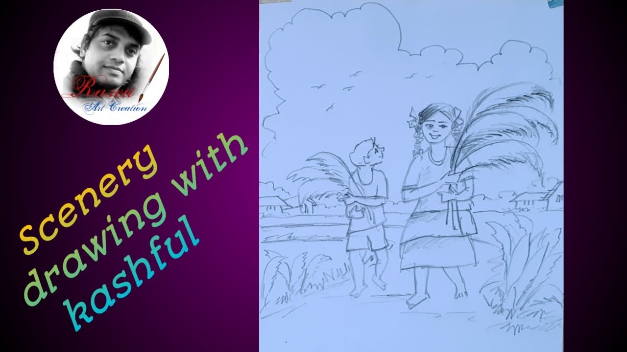 How to draw Autumn season scenery step by step for beginners / children ...