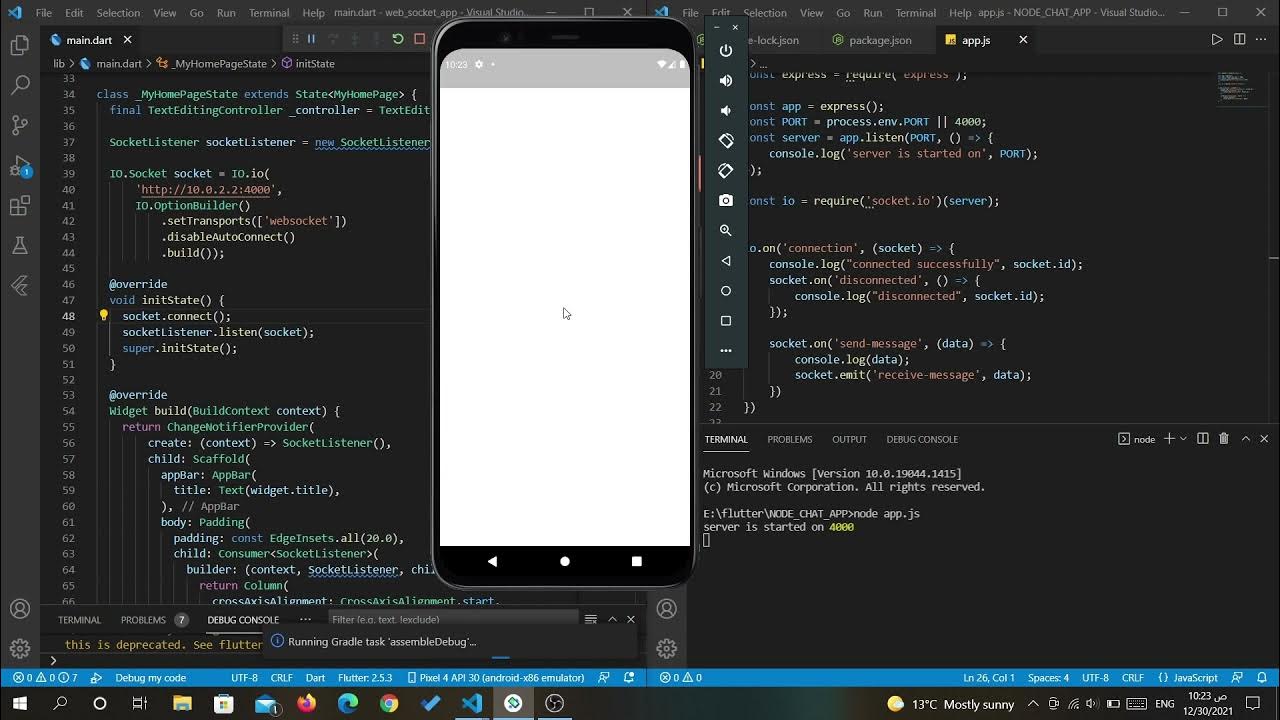 Flutter web socket app using NodeJS - YouTube