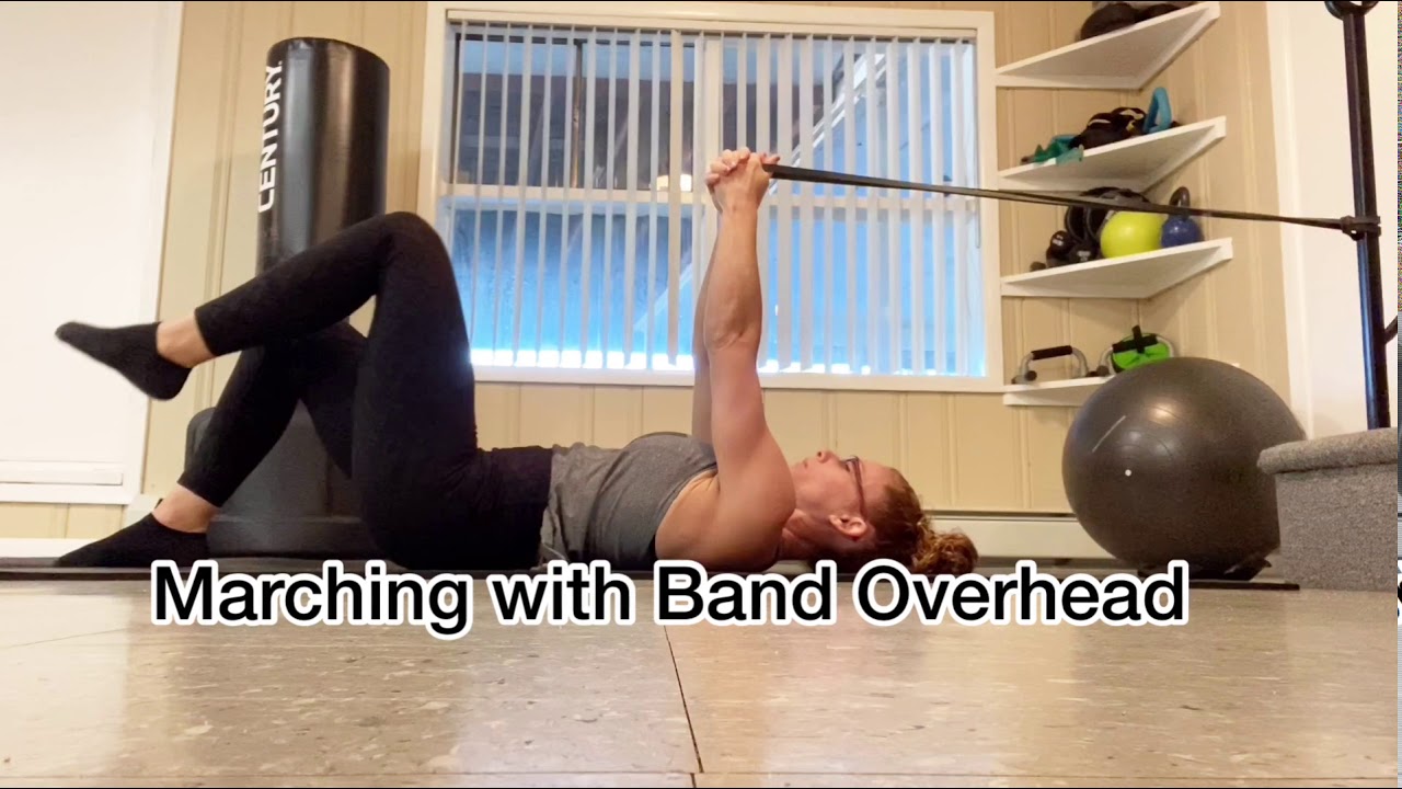 Supine March with Band Overhead - Create Your Core - YouTube
