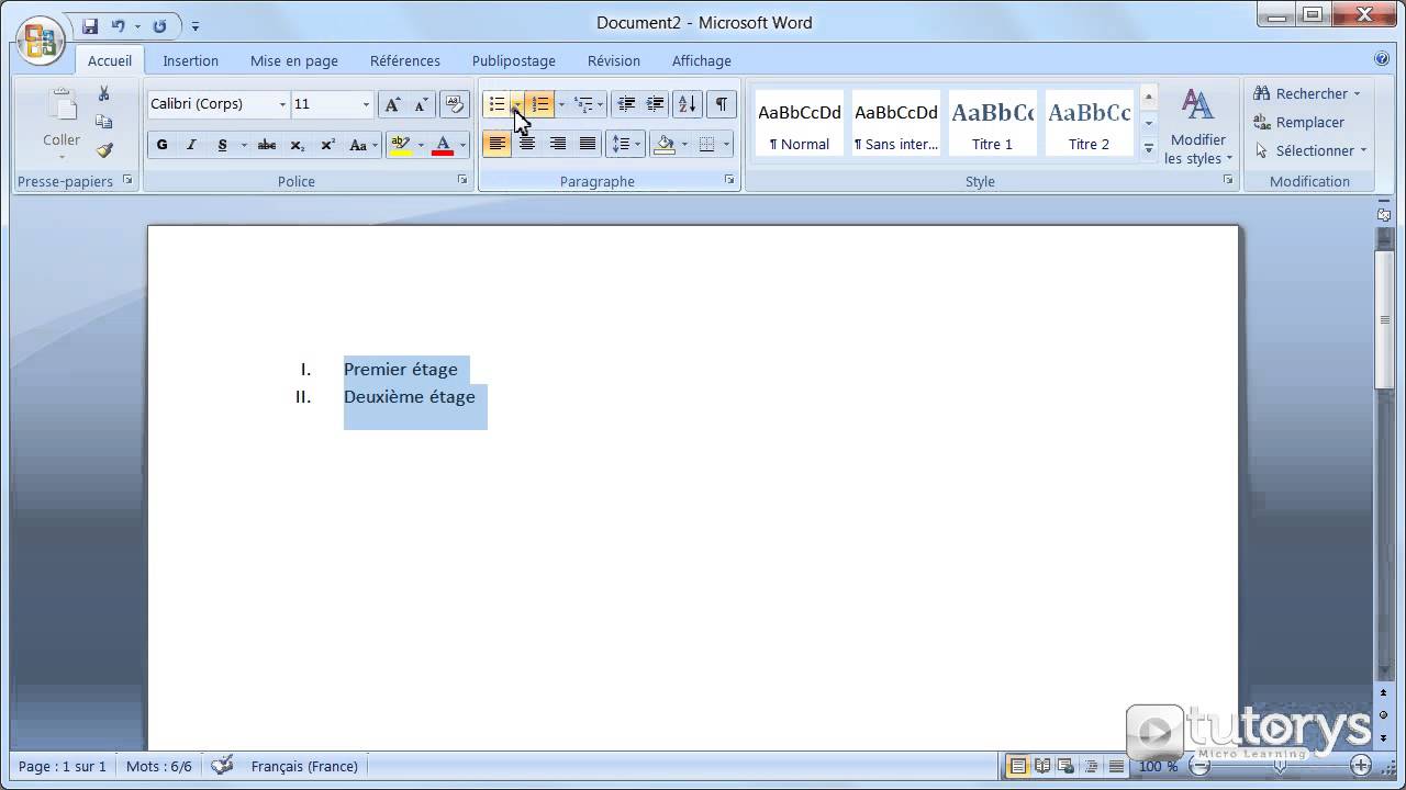 Comment insérer une liste à puces avec Word 2007 ? - YouTube