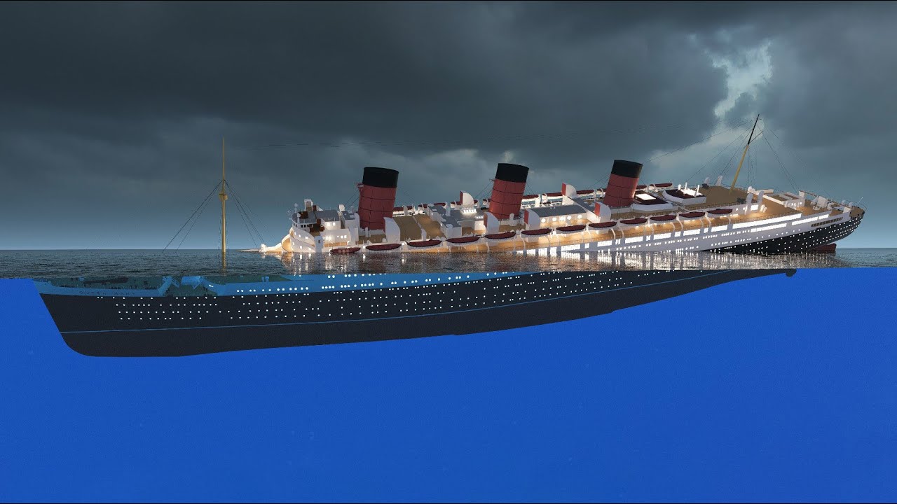 RMS Queen Mary Sinking Simulation - YouTube