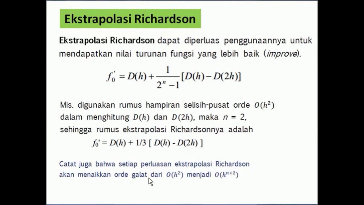 Ekstrapolasi Richardson pada Turunan Numerik - YouTube