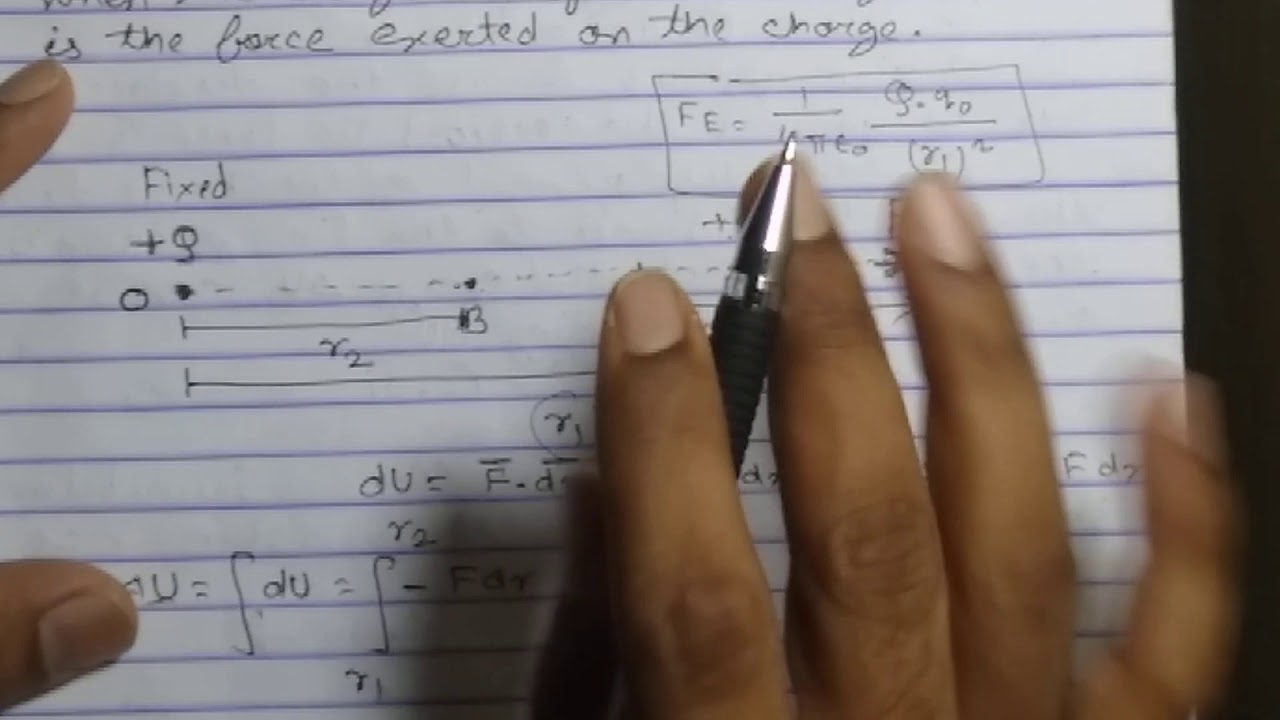 Derivation for potential energy against electrostatic force due to ...