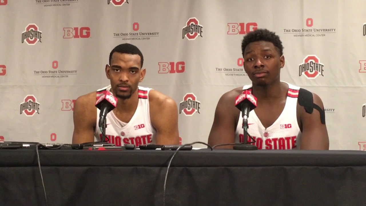 Ohio State players after beating Nebraska 1-22-18 - YouTube