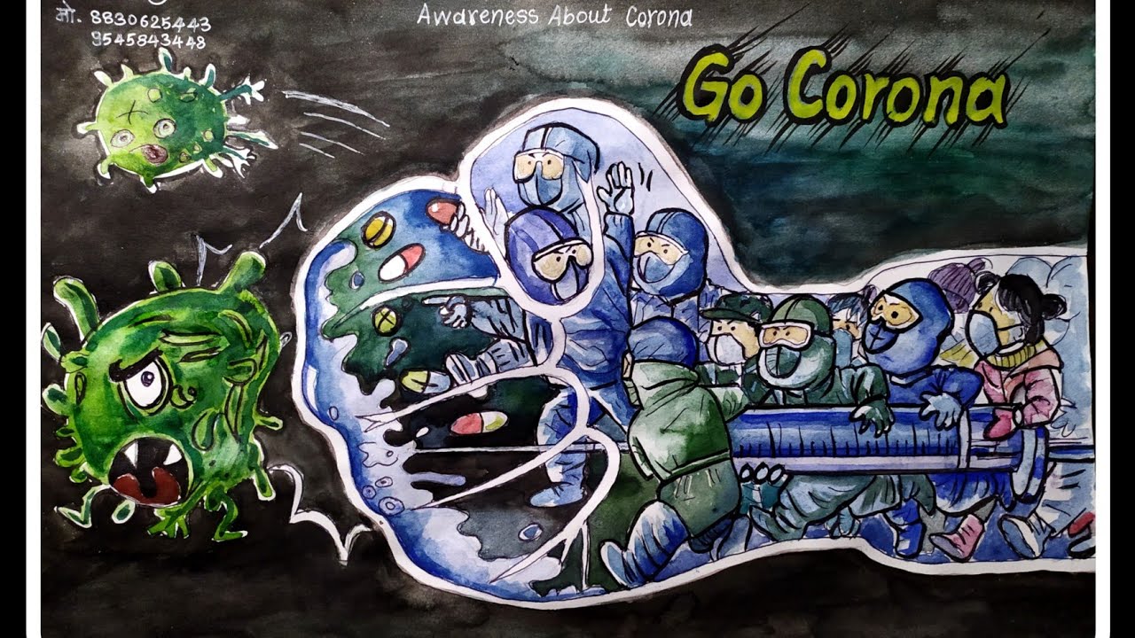painting of corona awareness /how to drow corona awareness sketch ...