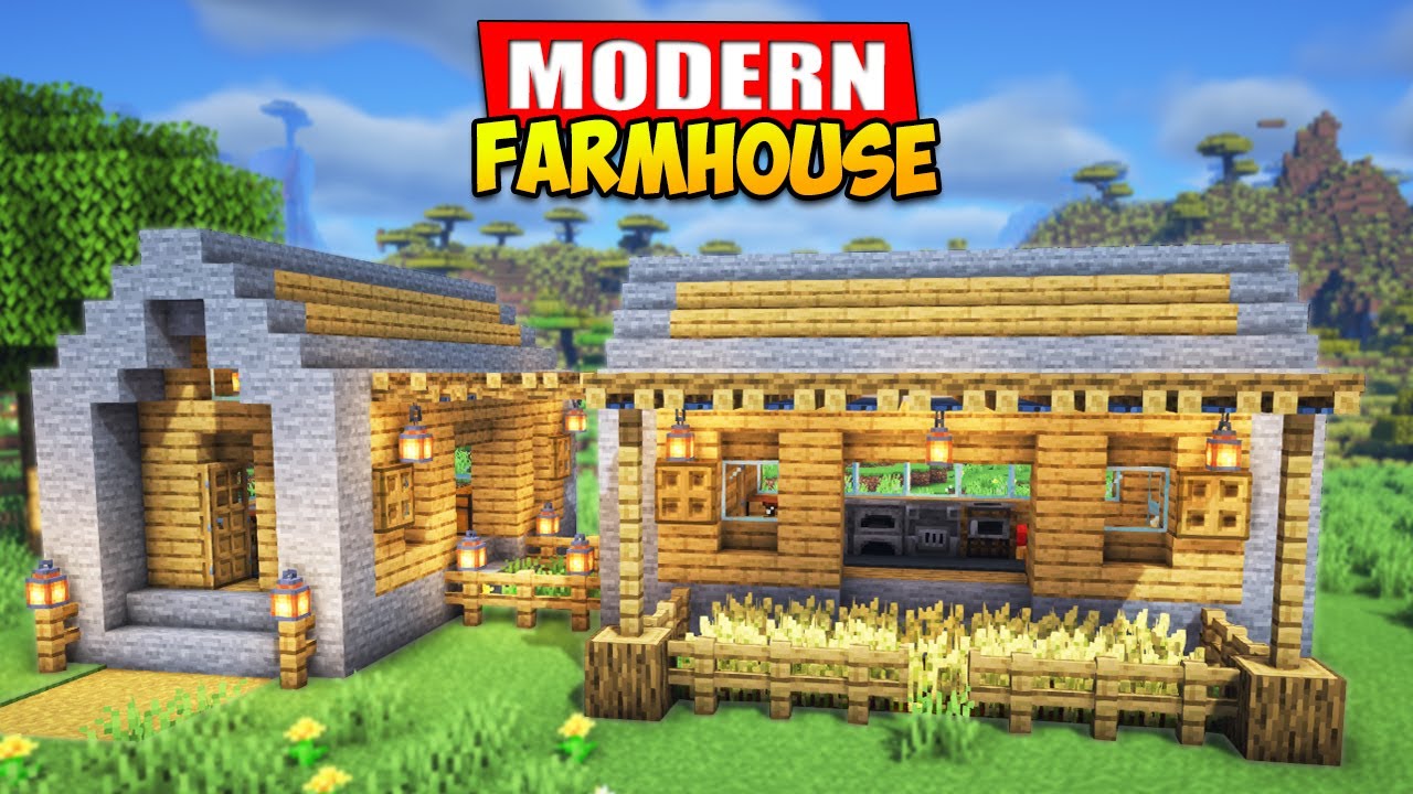 Minecraft | How to Build a Modern Farm House | Tutorial - YouTube