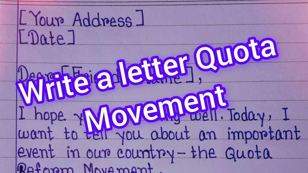 A Letter to My Friend About the Quota Reform Movement..!!Letter Writing ...