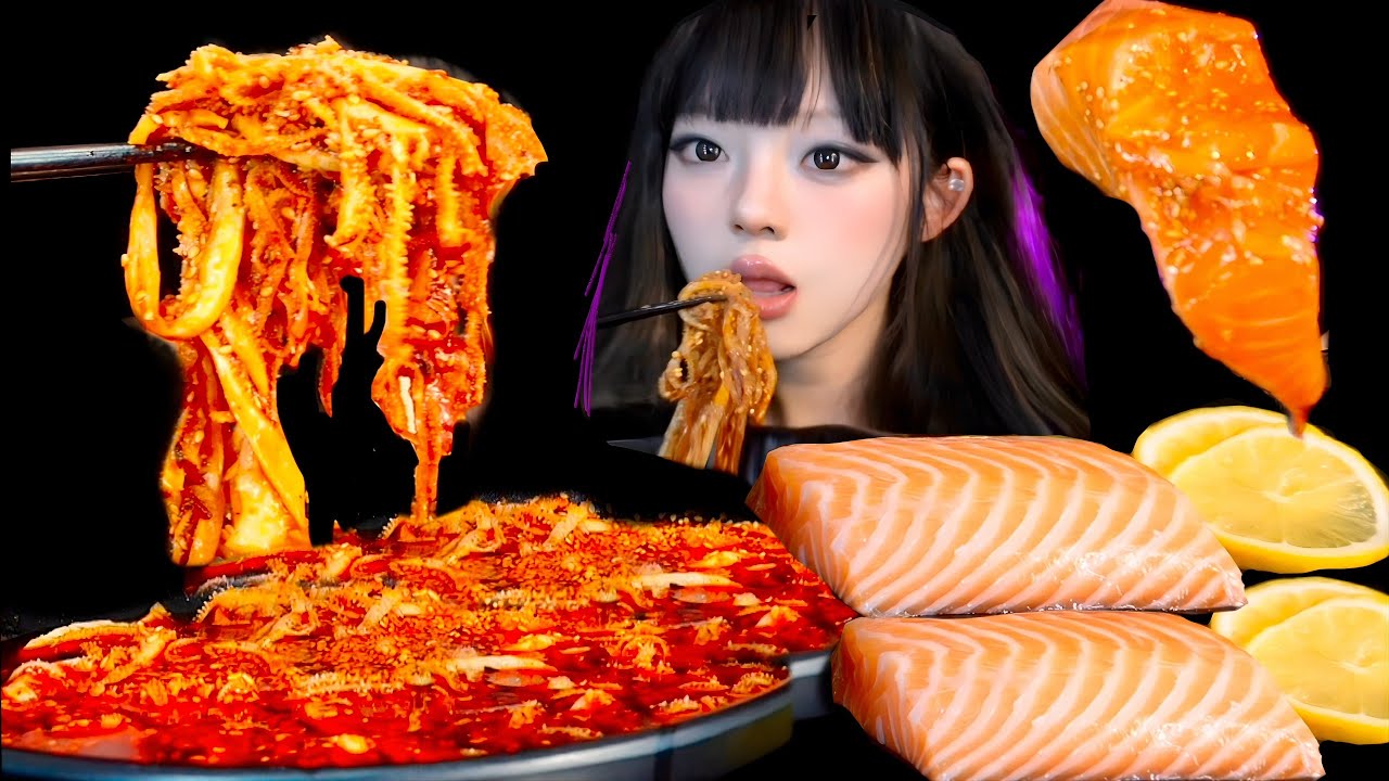 🐟🍣Spicy Beef Tripe｜Salmon | 麻麻辣辣红彤彤的红油毛肚｜软糯入口即化的三文鱼｜MUKBANG｜ViVi‘s eats - YouTube