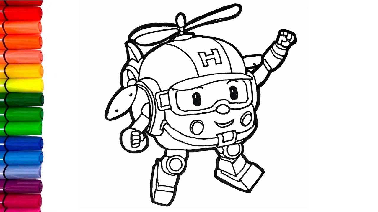Drawing and coloring Helly from Robocar Poli || Learn how to draw Helly || Drawing for kids ...