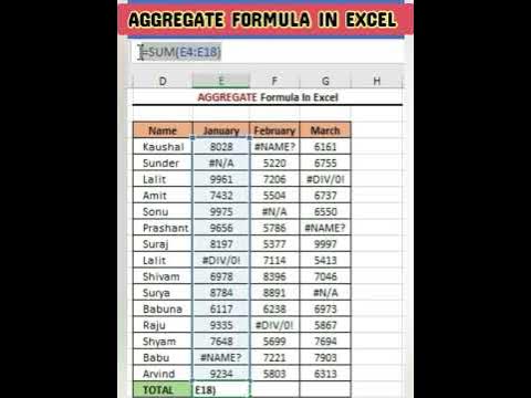 Aggregate formula in excel #excel #ytshorts #shorts #viralshots #youtubeshorts #tricks #tips ...