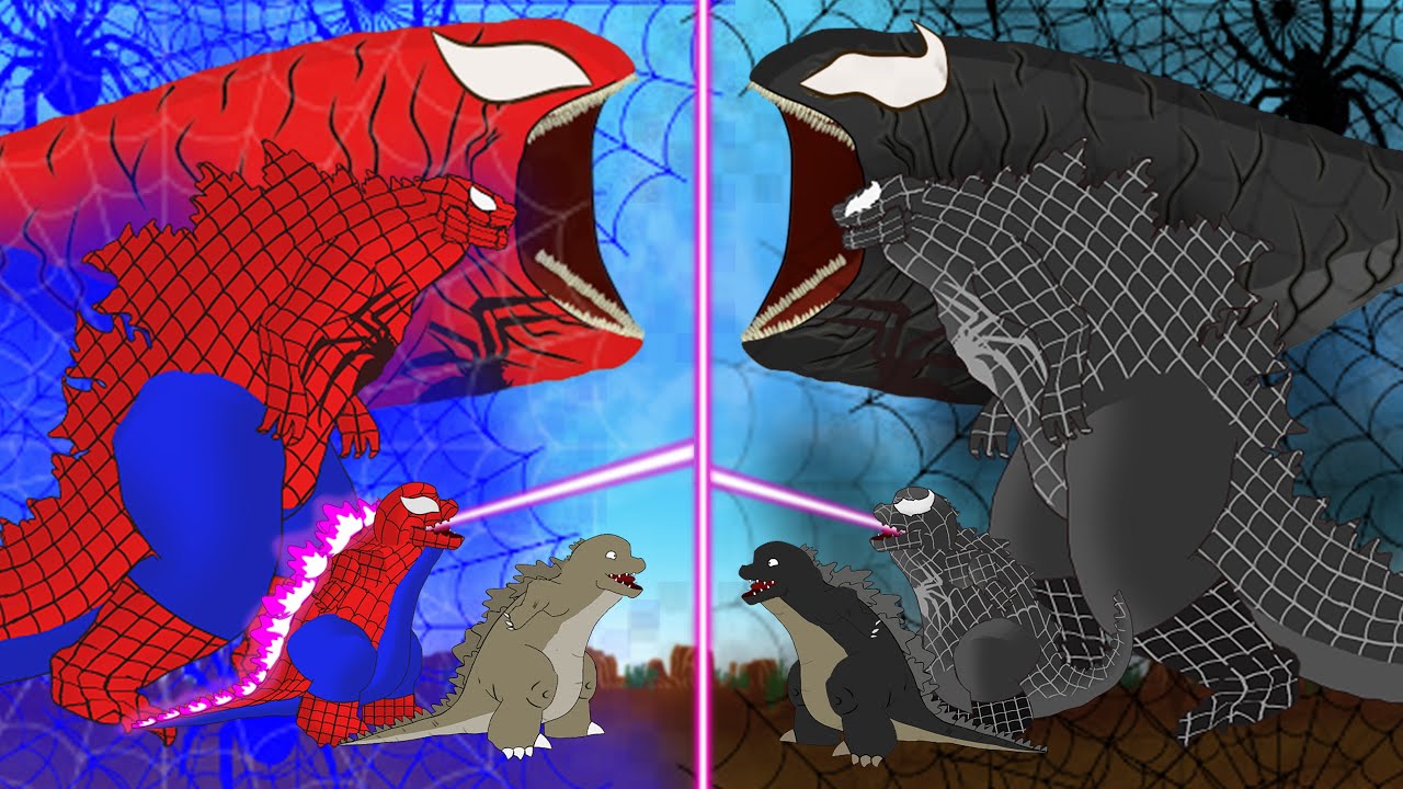 Team SPIDER GODZILLA vs Team VENOM GODZILLA Godzilla Cartoon - YouTube