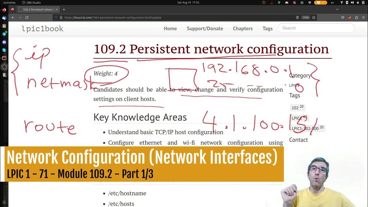 LPIC 1 - 071 - 109.2 (1/3) - Persistent Network Configuration, basics and Network Interface ...