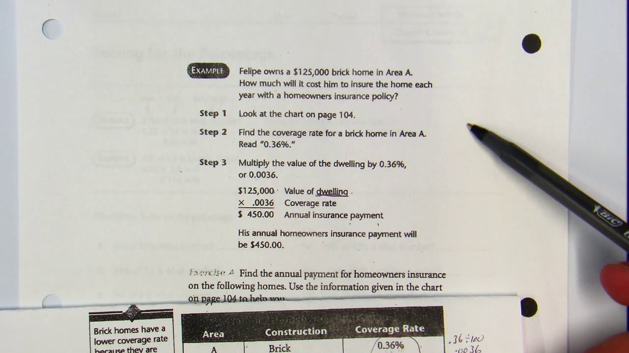 Applied Math 4 10 Homeowners Insurance - YouTube