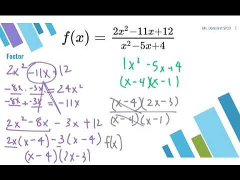 Finding Characteristics of a Rational Function Example - YouTube