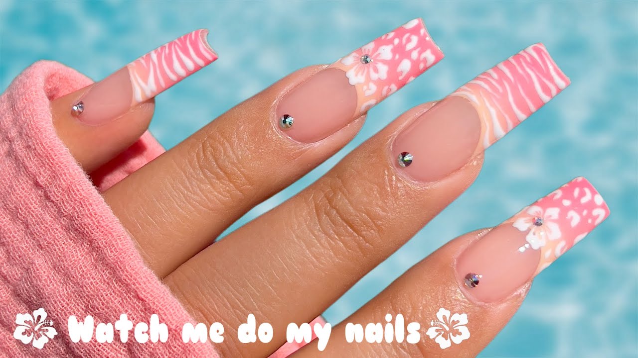 Ombré French Tips w/ Nail Art | Summer Nails | Gel X Nails Tutorial ...