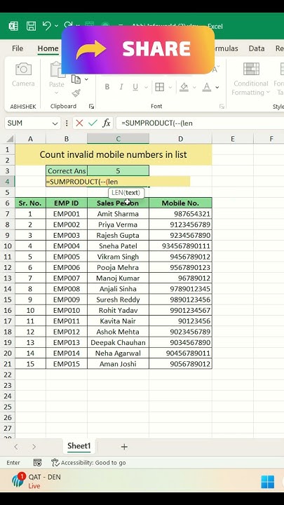 Excel Interview Question Exceltutorial Exceltricks Excel Viral Shorts Shortsfeed Youtube