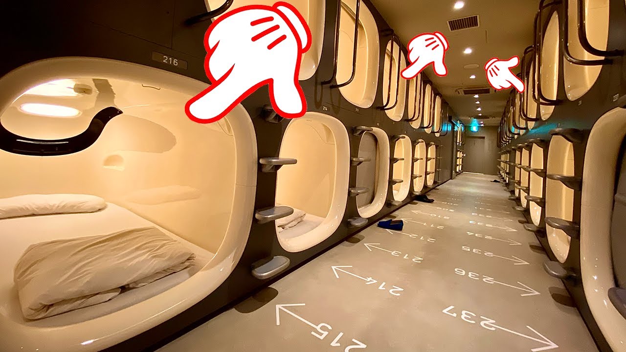 Trying Cheap Spaceship-like Capsule Hotel in Tokyo Japan😪🛌Nine Hours ...