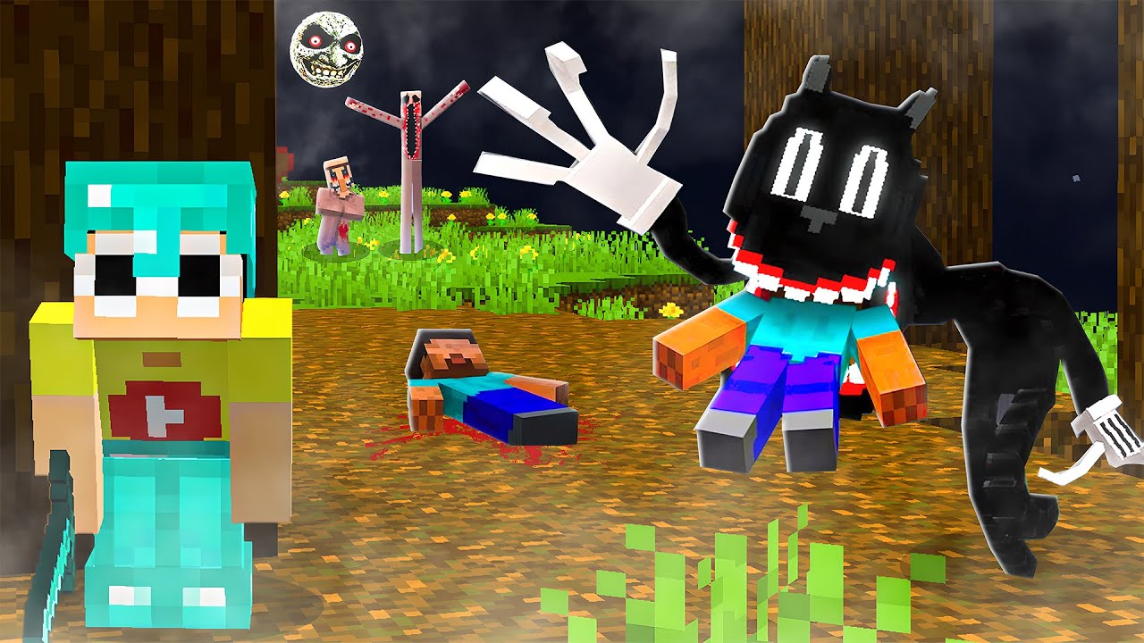 We Survived Cartoon Cat in Minecraft.. || Minecraft's Cartoon Cat Part ...