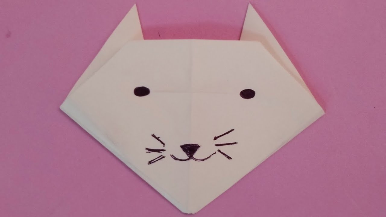 make origami cat face easy - paper cat face easy #Shorts - YouTube