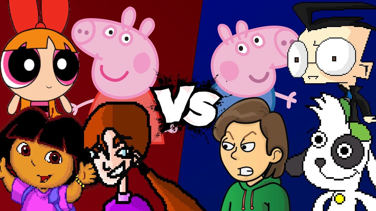 MUGEN Battle - Abby Archer/Dora/Blossom/Peppa Pig vs Dib/Boris/Doki ...