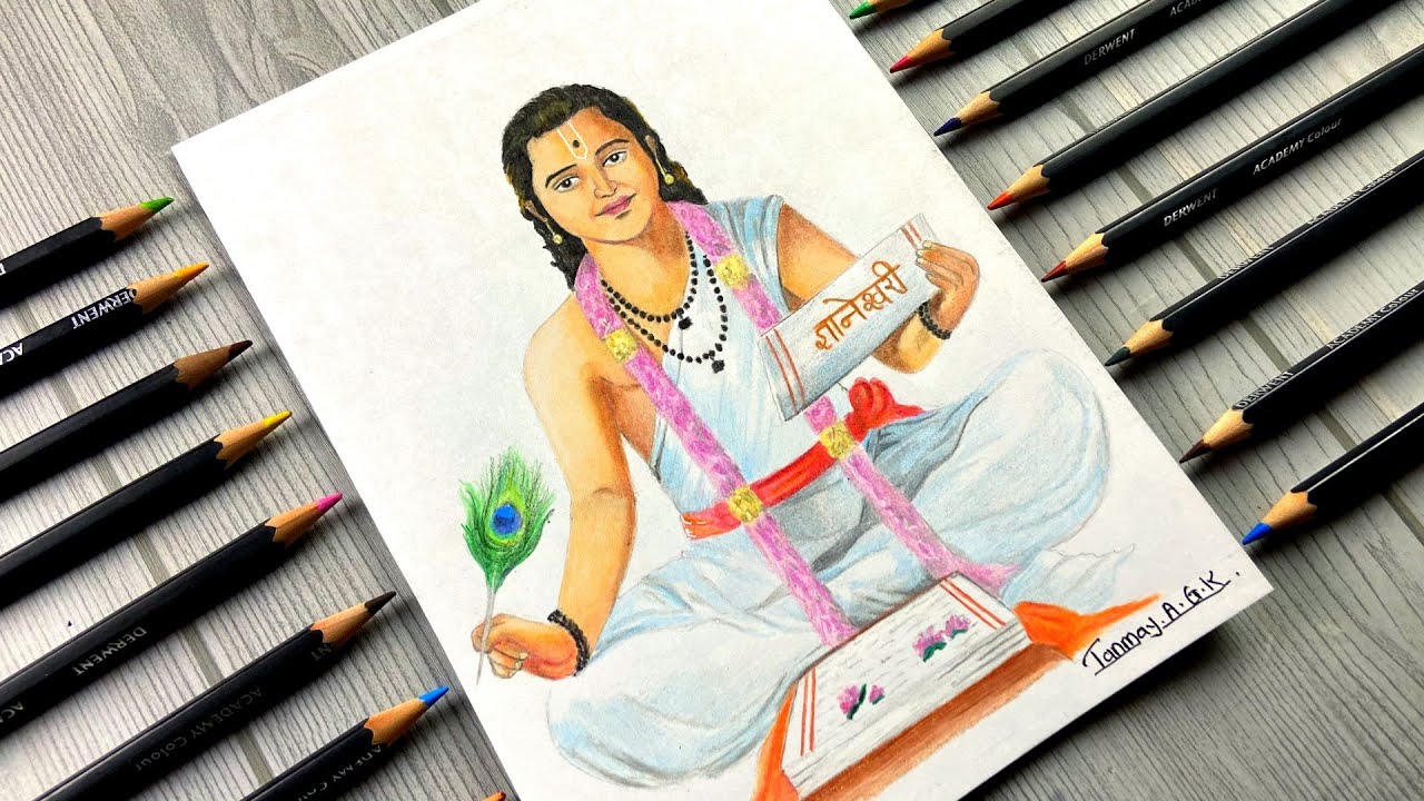 Sant Dnyaneshwar Drawing| संत ज्ञानेश्वर| Mauli| Colour Pencil Drawings ...