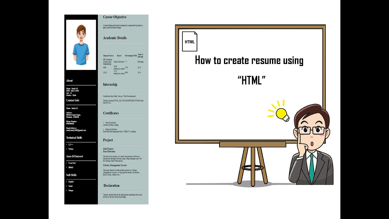 Day 1 How To Make A Resume Using Html Mini Project Talky Tech Youtube