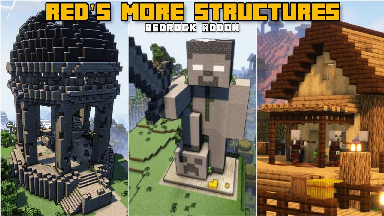 👉🏼RED'S MORE STRUCTURES🏰 ADDON for #minecraftpe 1.19 #addons - YouTube