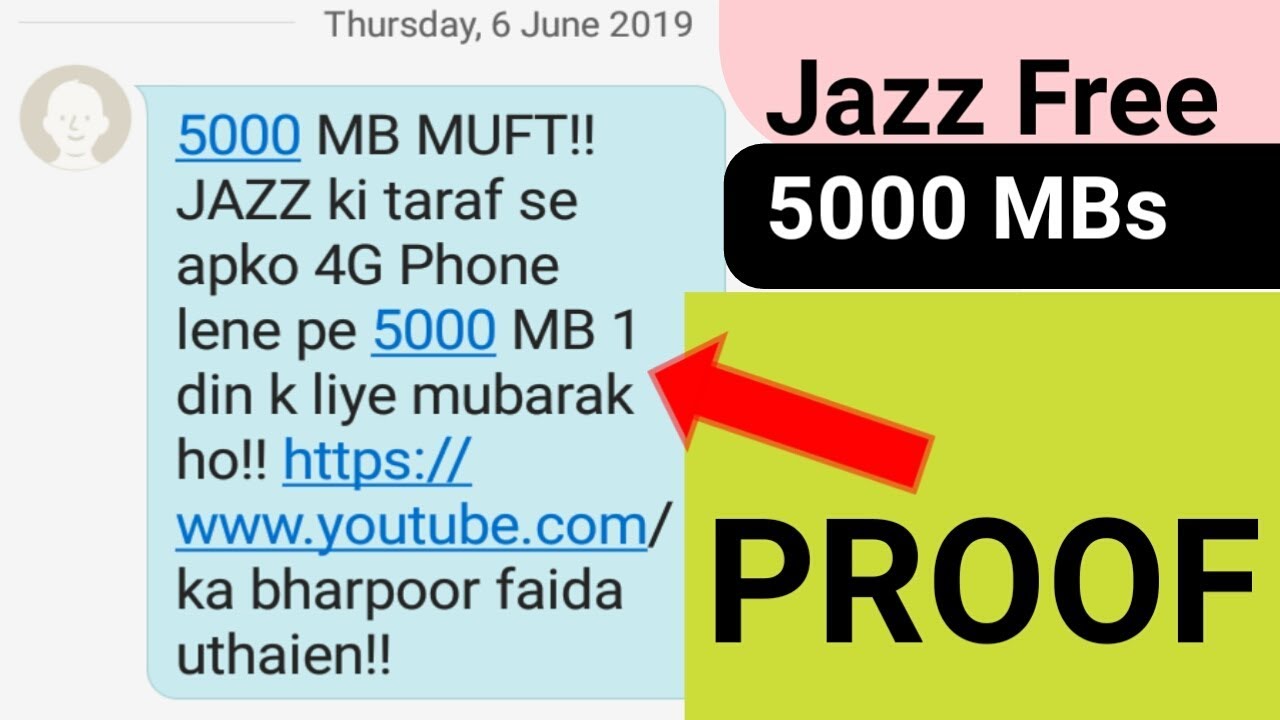 Jazz 5000 MBs Free Internet code 2019 | Mobilink 5000 MBs Free Internet ...