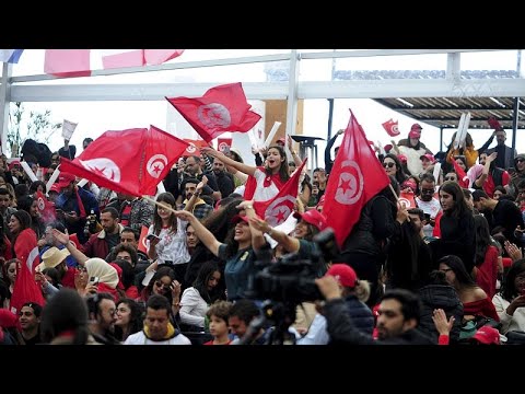 Tunisian fans celebrate draw in World Cup opening match - YouTube