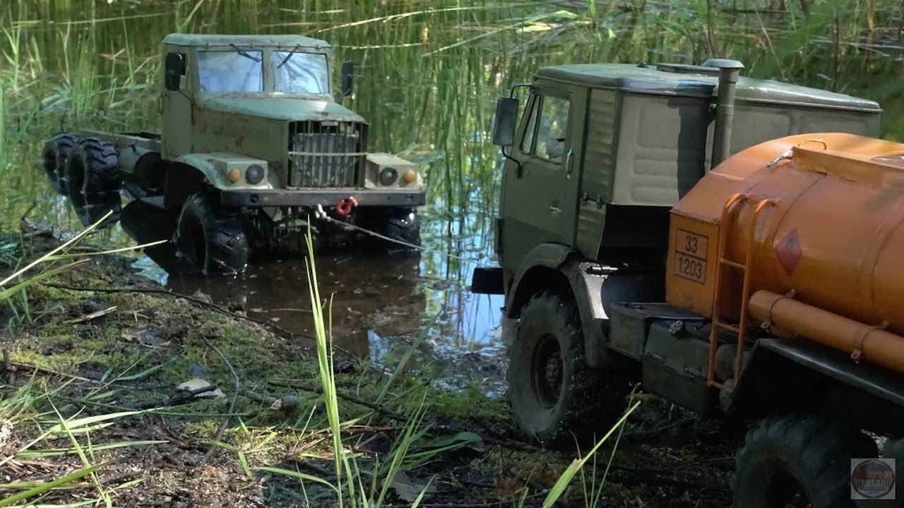 Russian trucks Kraz 255 search & recovery mission Kamaz 4310 1:12 6x6 ...