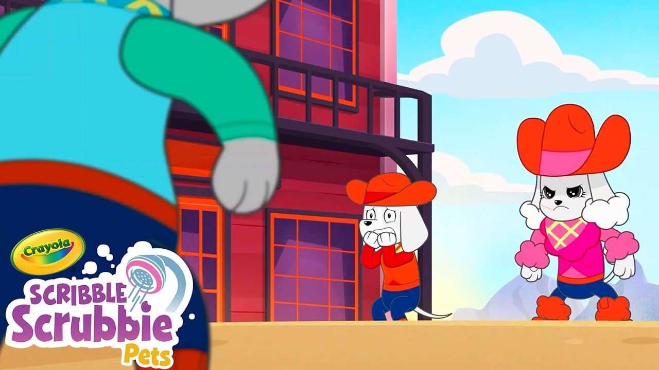 Cowboy Showdown!! 🤠 Crayola Scribble Scrubbie | Funny Cartoons for Kids - YouTube