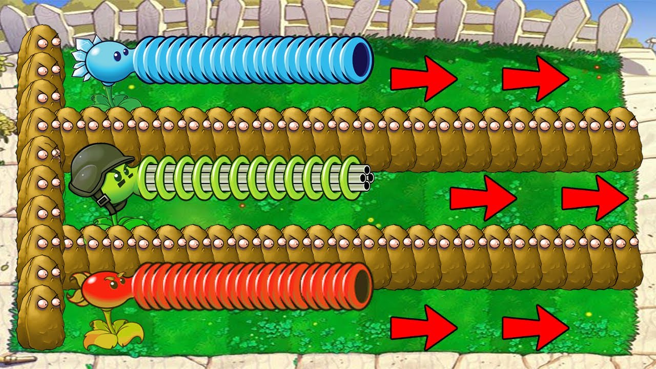 Gatling Pea X Snow Pea X Repeater Vs Dr.Zomboss Hack - Plants vs ...