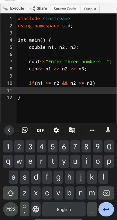 C++ Program to Find Largest Numbers Among Three Numbers | Coding On Mobile | C++ tutorial #c++ ...